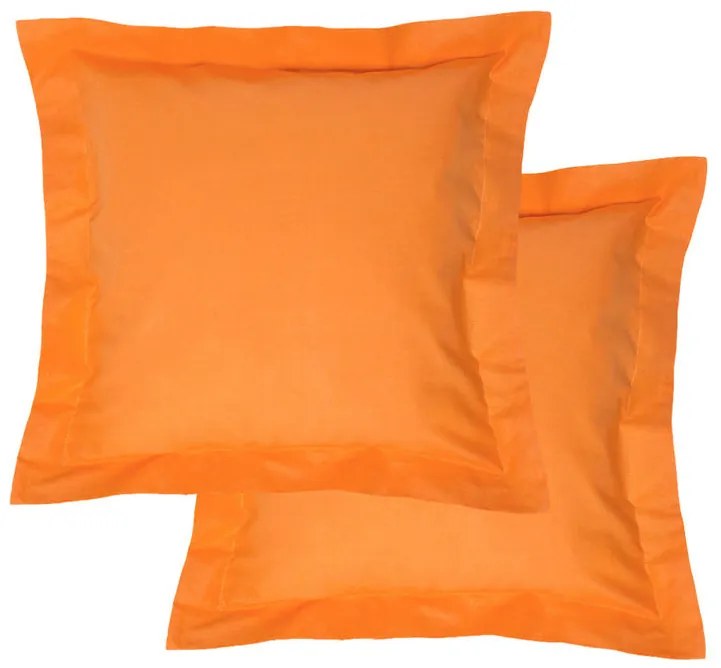 Povlak na polštářek z bavlněného plátna s lemem jednobarevný 40 x 40 cm, oranžový, 2 ks