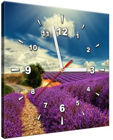 Tištěný obraz s hodinami Kouzelná levandulová země 30x30cm ZP1382A_1AI