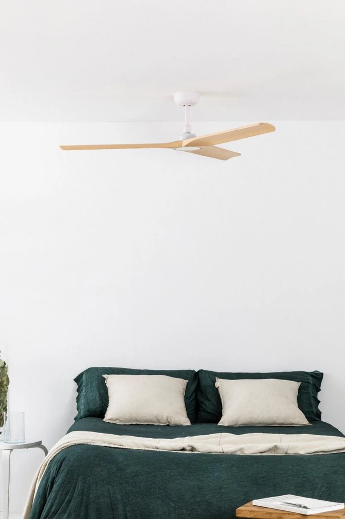 FARO 33810 HEYWOOD L stropní ventilátor, bílá/světlé dřevo s DC motorem - FARO