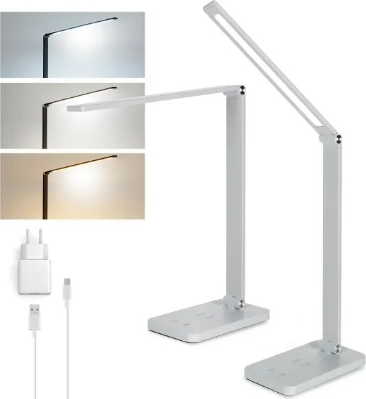 Brilagi -LED Stm dotyk stol lampa s bezdr nab QI LED/7W/5V 3000/4000/6000K bílá