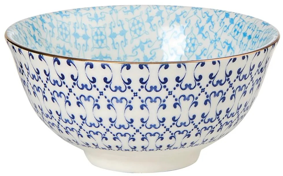 ORNAMENTS Miska se zlatým okrajem 240 ml - modrá