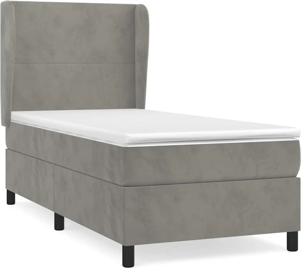 Box spring postel s matrací světle šedá 100x200 cm samet 3129075