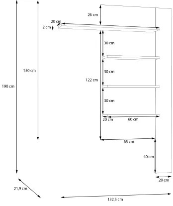 Nástěnná police INAR dub/černá