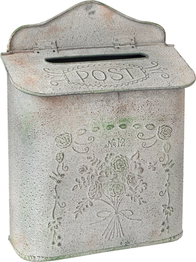 Šedá vintage poštovní schránka - 26*10*35 cm