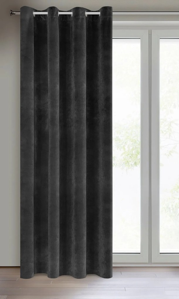 ZATEMŇOVACÍ ZÁVĚS NA KROUŽCÍCH RIA 140X250 CM ČERNÁ