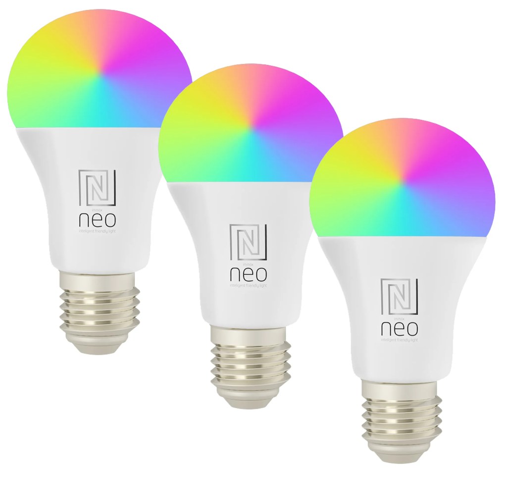 Immax NEO LITE Smart sada 3x žárovka LED E27 11W RGB+CCT barevná a bílá, stmívatelná, WiFi
