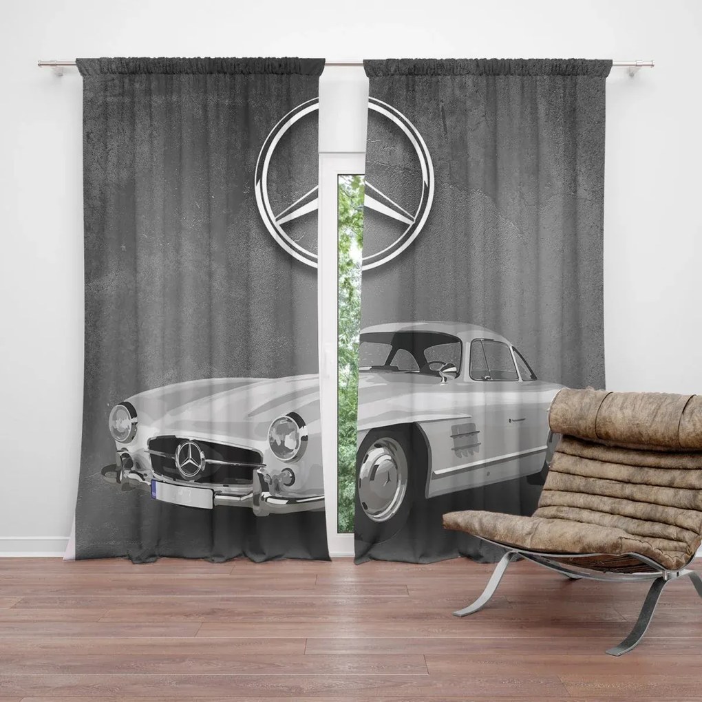 Sablio Závěs Mercedes-Benz 300 SL Šedé pozadí: 2ks 140x250cm