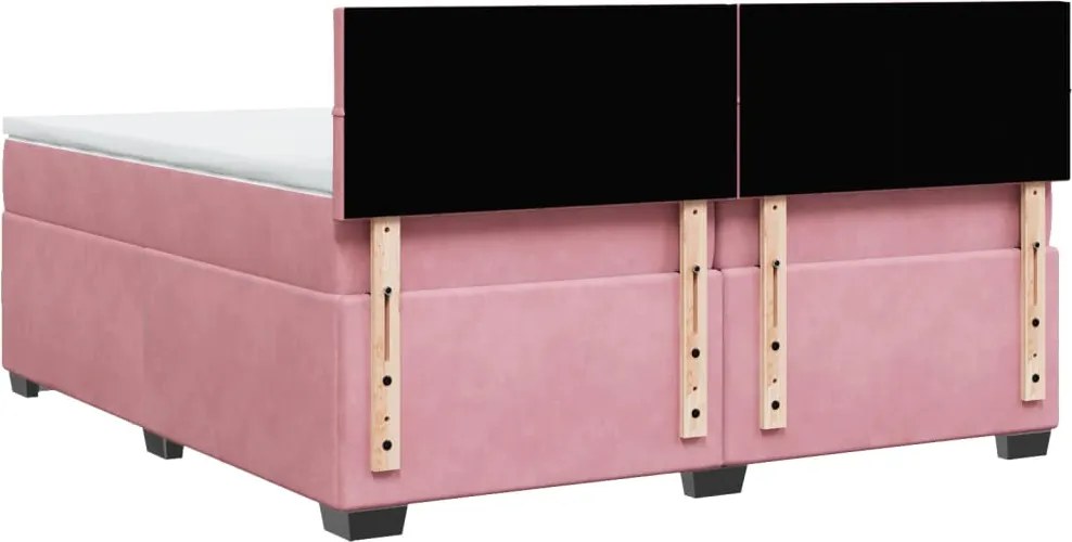 Box spring postel s matrací růžová 200x200 cm samet 3288707