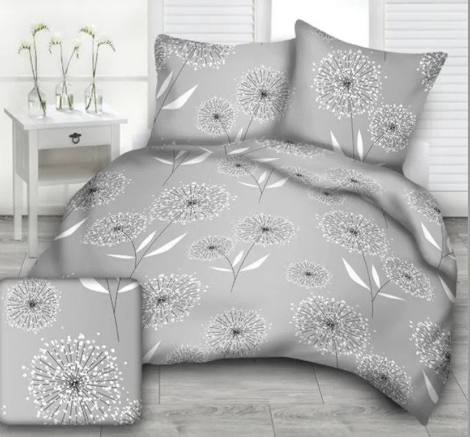 Povlečení bavlněné Pampeliška bíla TiaHome - 1x Polštář 90x70cm, 1x Přikrývka 140x200cm