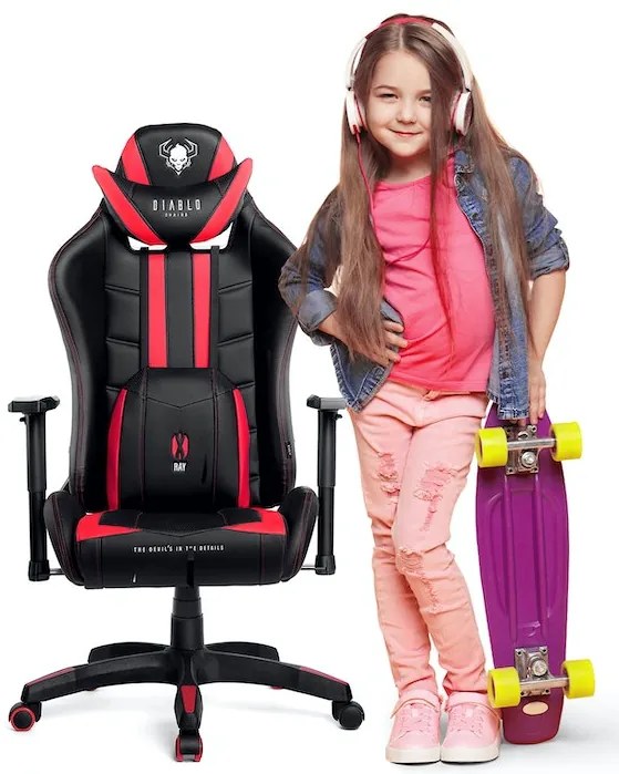 Dětská otočná herní židle Diablo X-Ray Kids Size: černo-červená Diablochairs