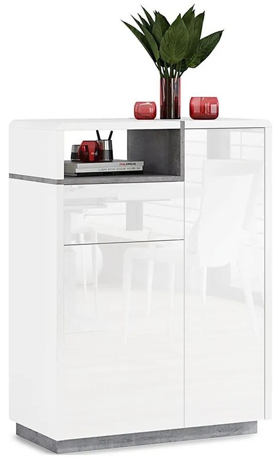 Komoda se zásuvkami FRED bílá/šedá 5903631912061