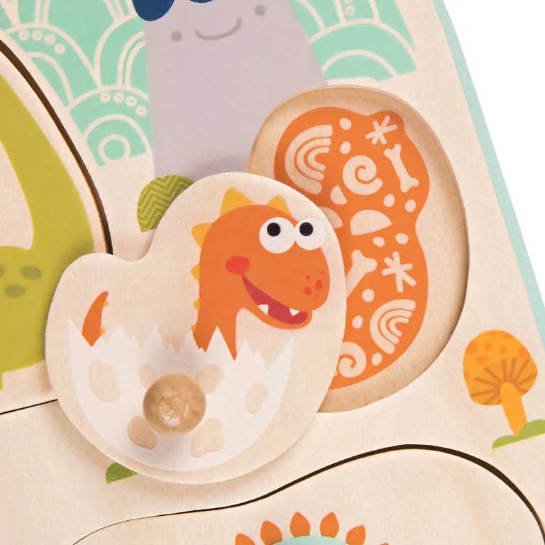 B-TOYS DŘEVO Baby puzzle dinosauři vkládací na desce 8 dílků *DŘEVĚNÉ HRAČKY* bx1818