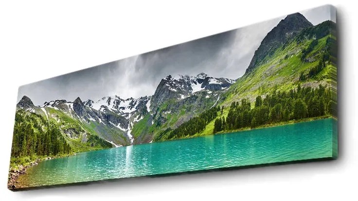 Obraz s LED osvětlením JEZERO V HORÁCH 5 30 x 90 cm