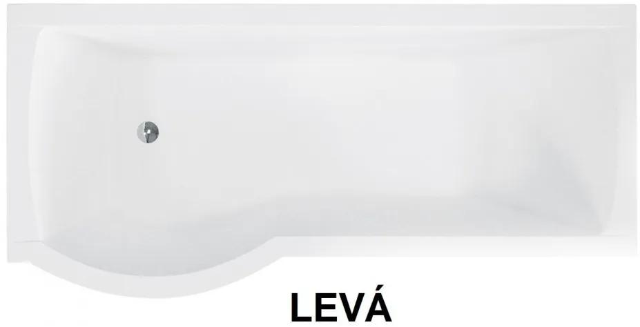 BESCO Asymetrická vana INSPIRO včetně vanové zástěny BARVA rámu - Hliník leštěný, Nožičky k vaně - Bez nožiček, Rozměr vany - 160 × 70 cm, Výplň - Čiré bezpečnostní sklo - 5 mm, Způsob provedení - Levé VANINSPIR160L
