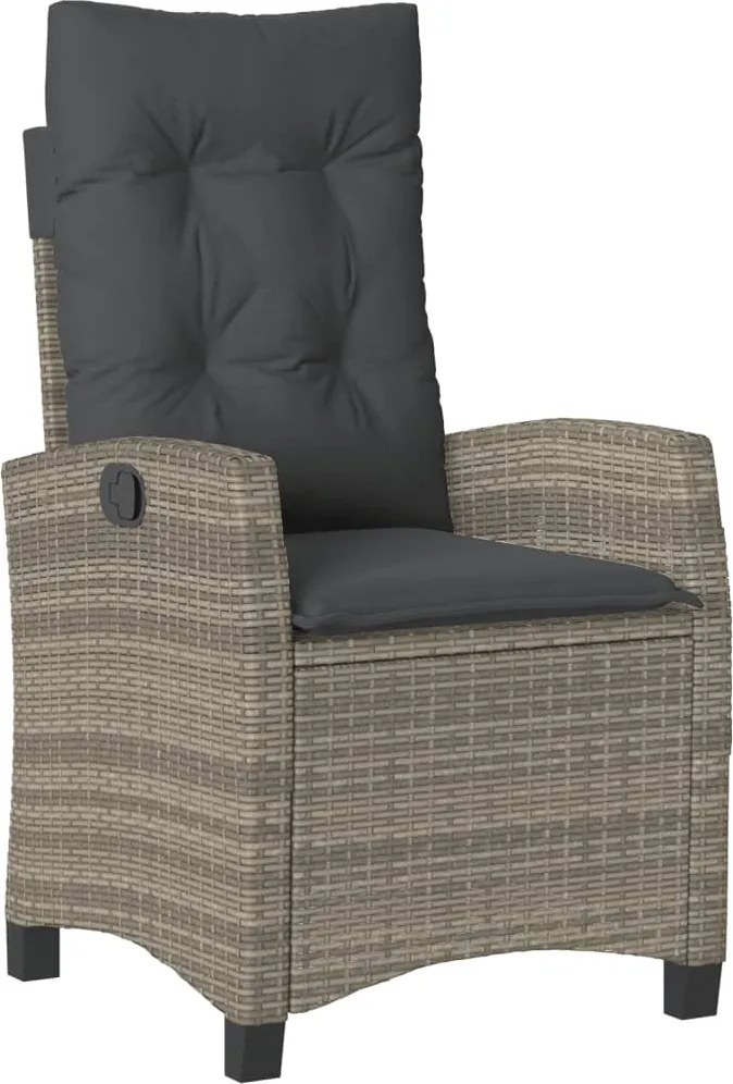 3dílný zahradní jídelní set s poduškami šedý polyratan 3212792