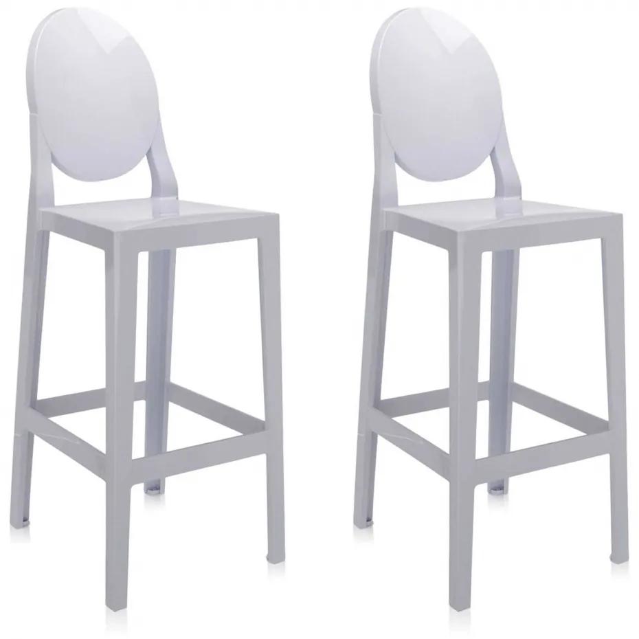 Set 2 barových židlí One More v. 75 cm bílá, Kartell - One more 75 cm
