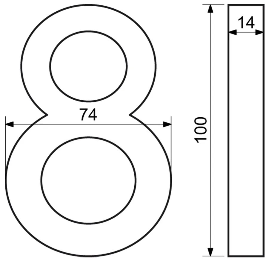 Richter Czech Hliníkové „3D“ číslo Richter s broušeným povrchem (0 - 9) Varianta: 9