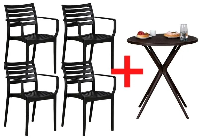 B2B Partner 4x židle SLENDER, černá + stolek COFFEE TIME ZDARMA