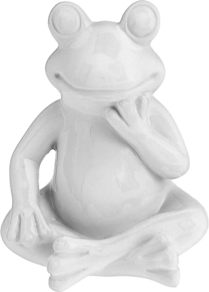 Dekorace na zahradu bílá žába - 14 cm