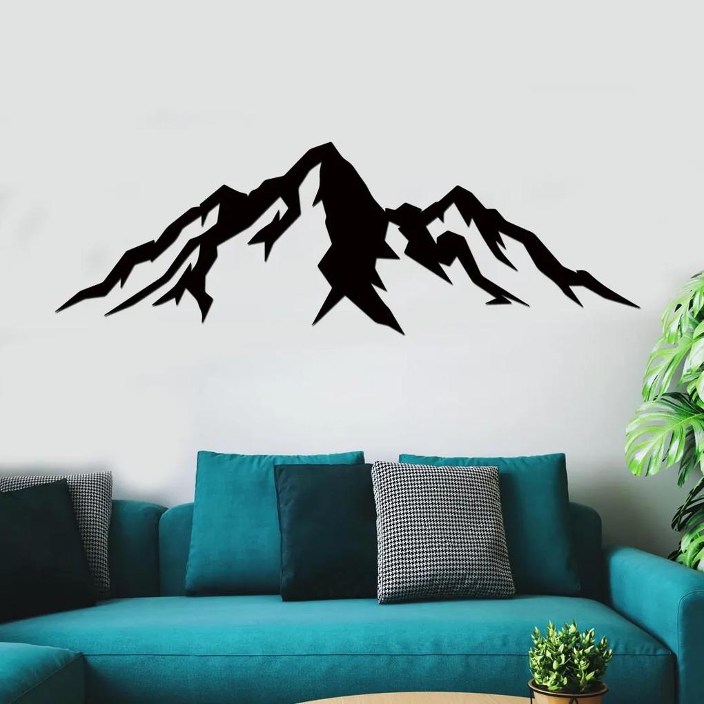 Dřevěný obraz Horské vrcholky Rozměry (cm): 120x40, Barevný vzor: Černá