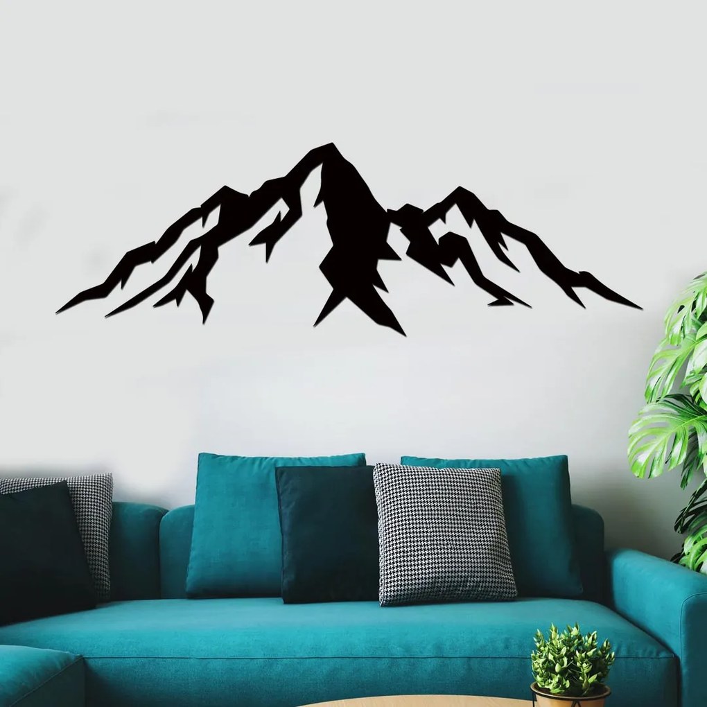 Dřevěný obraz Horské vrcholky Rozměry (cm): 95x31, Barevný vzor: Černá