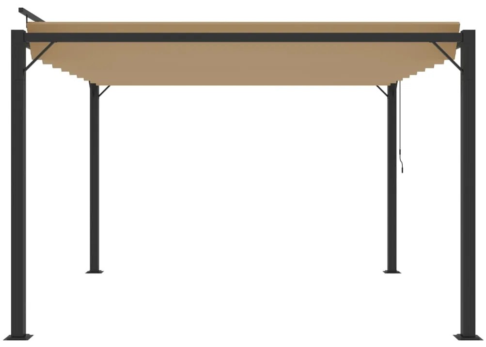 vidaXL Marketos Altán s lamelovou střechou 3 x 3 m taupe tkanina a hliník