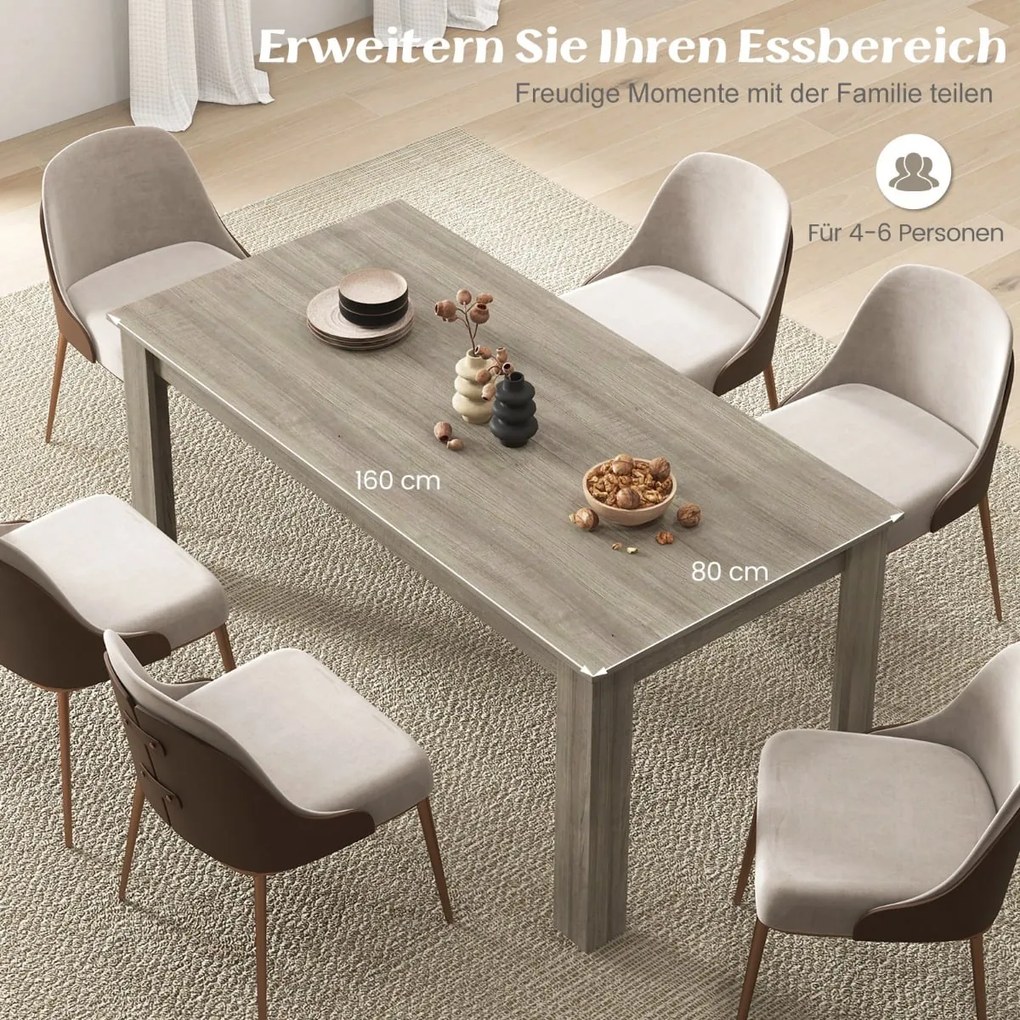 Costway Jídelní stůl dřevěný velký obdélníkový – 160 × 80 cm, přírodní