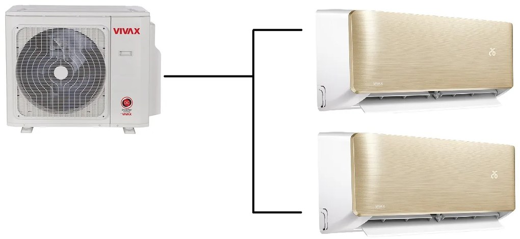 Vivax Klimatizace VivaxDesign R+ gold 1+2 (2,7kW + 3,5kW) Multi-split R32