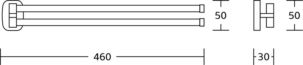 Aqualine, RUMBA držák ručníků otočný dvojitý 450mm, chrom, RB121