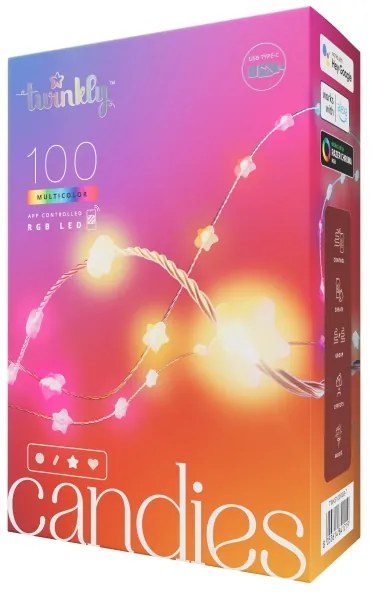 Twinkly TWKS100RGB-T - LED RGB Stmívatelný vánoční řetěz 100xLED 8 m USB Wi-Fi