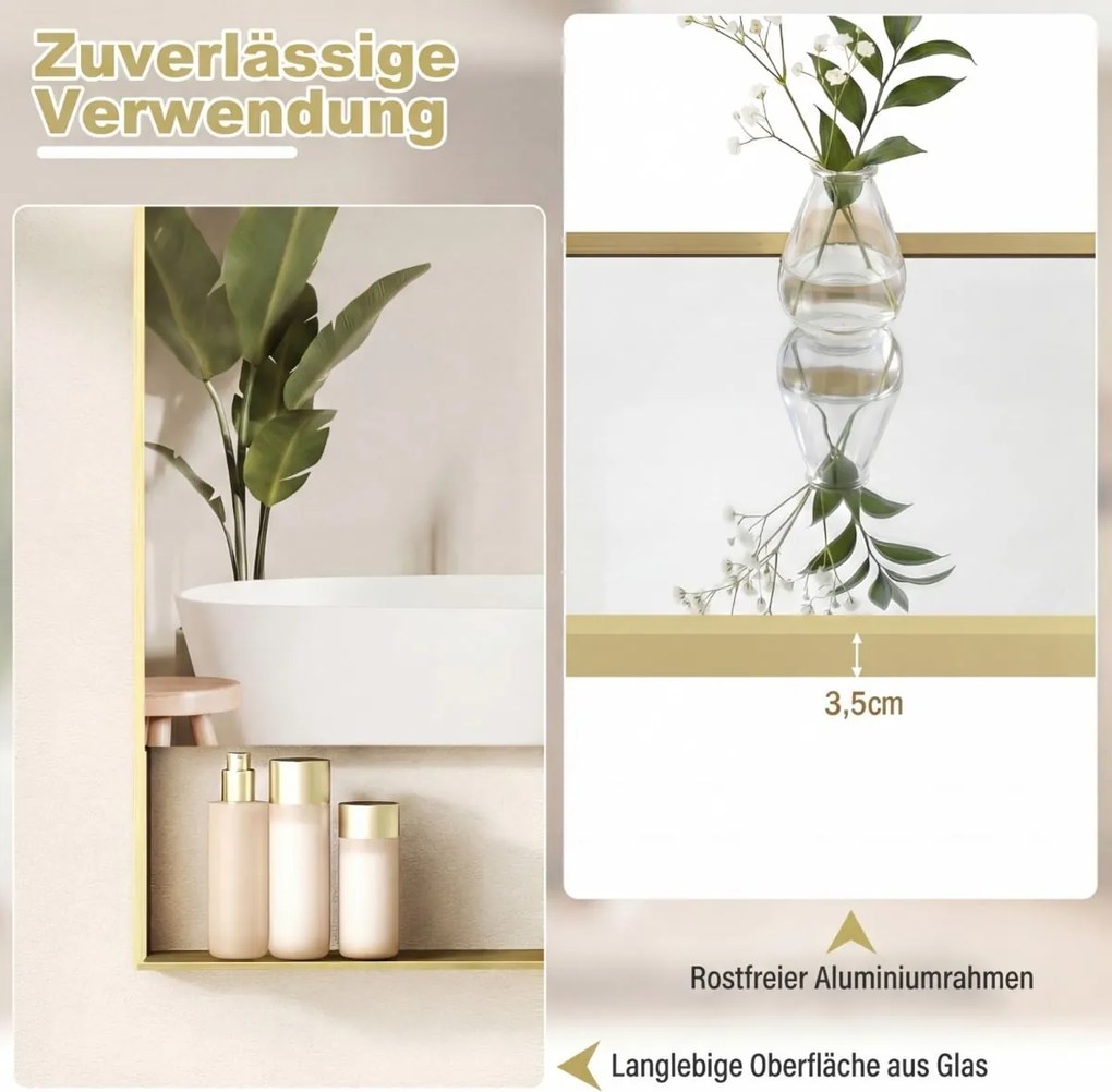 Costway Koupelnové zrcadlo LED s 3 barvami světla a nastavitelným jasem.