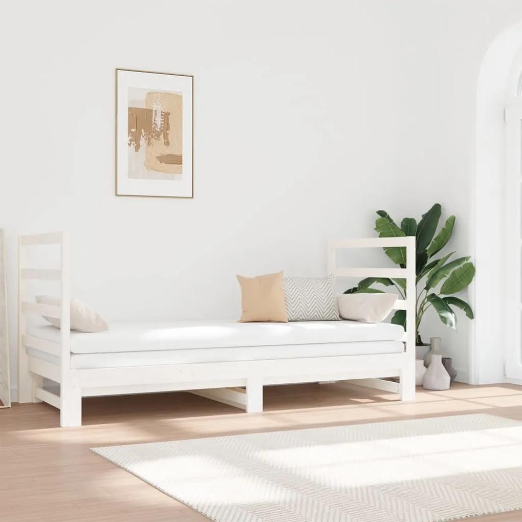 Výsuvná postel bílá 2x (90 x 190) cm masivní borovice,  3124763