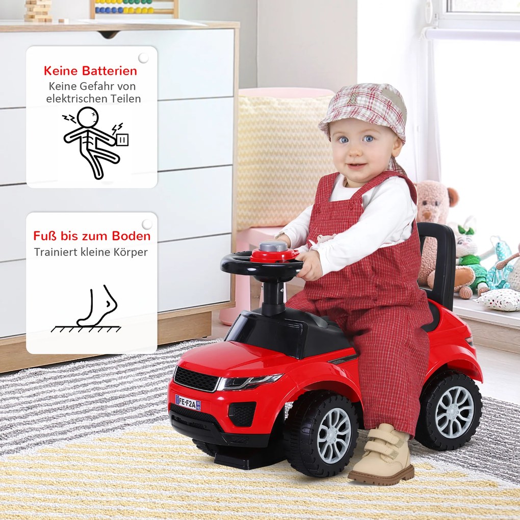 HOMCOM Dětské odrážedlo Quad auto s reproduktorem, bez pedálů, styl závodního auta 62x28x41,5 cm