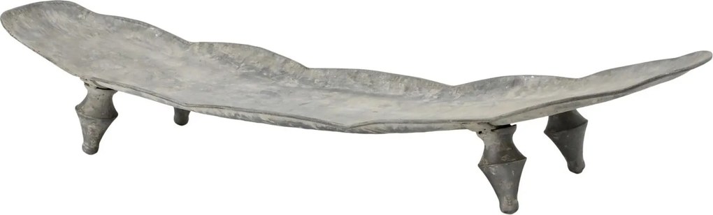 Šedý antik zinkový podnos s nožičkami Tray Zinc Antique – 68*22*8 cm