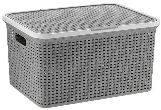 Úložný box s víkem RIO 38L plast šedý