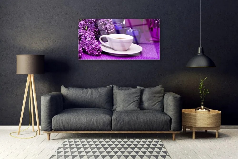 Obraz na skle Hrnek Květiny Rostlina 125x50 cm