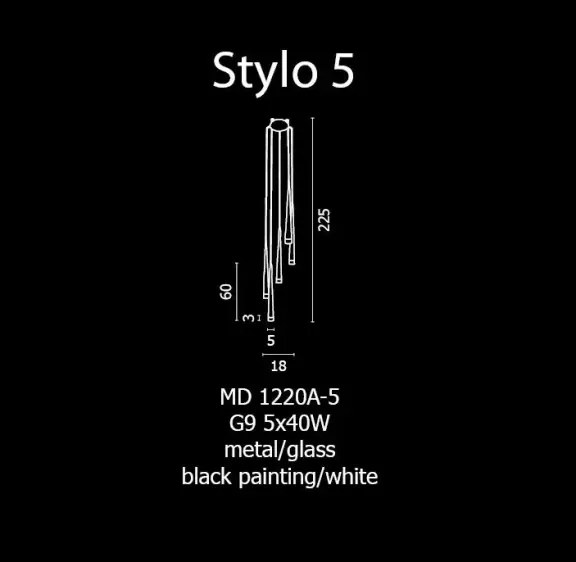 Minimalistické svítidlo Stylo 5 bílé
