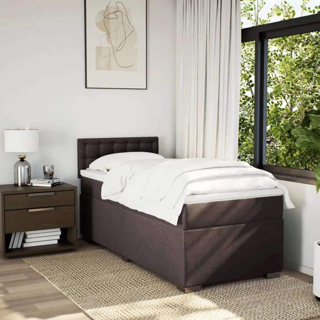 Box spring postel s matrací tmavě hnědá 80x200 cm textil 3285732