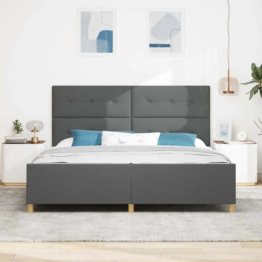Rám postele s čelo Tmavě šedá 200 x 200 cm textil 3344754