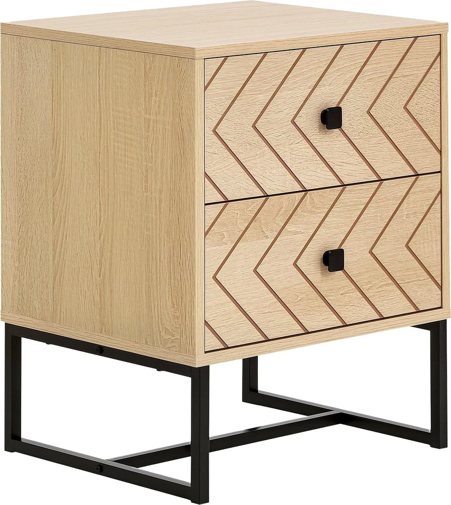 Noční stolek HOMCOM s 2 zásuvkami a kovovými nohami v moderním stylu pro ložnici, obývací pokoj, kancelář 48x39,5x60 cm | Aosom