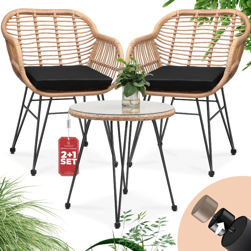 Umělý ratan Zahradní nábytkový set Bali 3dílný přírodní/černá