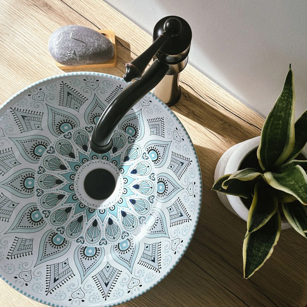 Rea Mandala, umyvadlo na desku 400x400x115 mm, vícebarevné, REA-U7502