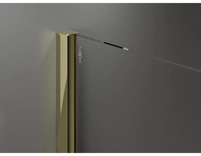 Mexen Velar, posuvné dveře typu Walk-in 70x200 cm, 8mm čiré sklo, zlatá lesklá, 871-070-000-03-50