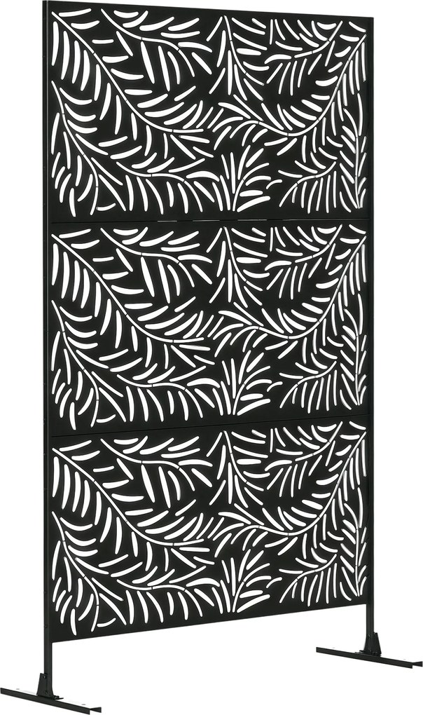 Outsunny Zábrana do pokoje 3-panelová 122 x 198 cm Ochranný panel s podstavcem s vzorem vrbového listu pro oddělení místností do zahrady, na terasu, o