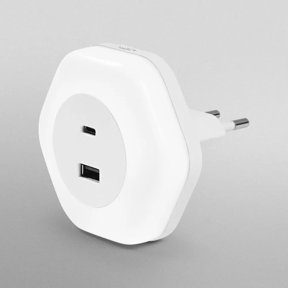 LED orientační svítidlo USB A + C 15 W LUNETTA, teplá bílá