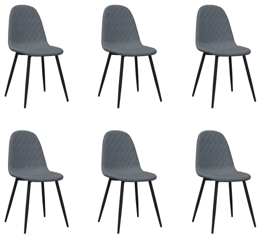 Jídelní židle 6 ks tmavě šedé samet - Default Title