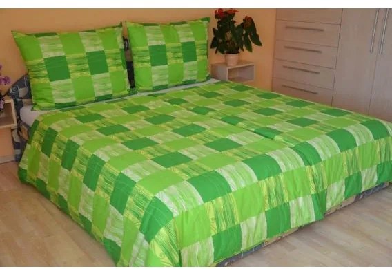 Brotex Povlečení krep 140x200, 70x90cm Domino zelené, Výběr zapínání:, Varianta  zipový uzávěr 8594570029162