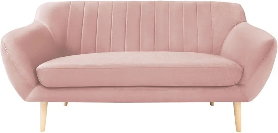 Světle růžová sametová pohovka Mazzini Sofas Sardaigne, 158 cm