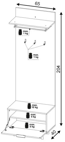 Předsíňová stěna KLEO hnědá/grafit