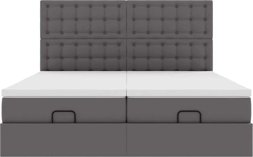 Osmanský rám postele s matrací šedá 200x200cm umělá kůže 3313662